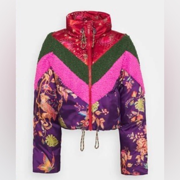 FARM Rio | Jackets & Coats | Farm Rio Cosmic Floral Puffer | Poshmark